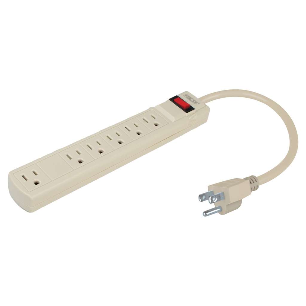 Barra multicontacto 6 entradas, cable 75 cm 14 AWG, 450 Joules | Don Polín